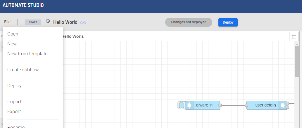 Deploy a flow in Automate Studio
